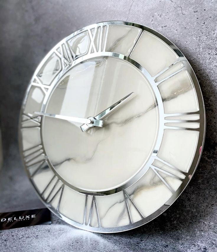 Silver Acrylic Roman Clock Ring :10 Inch – Luxury Deco