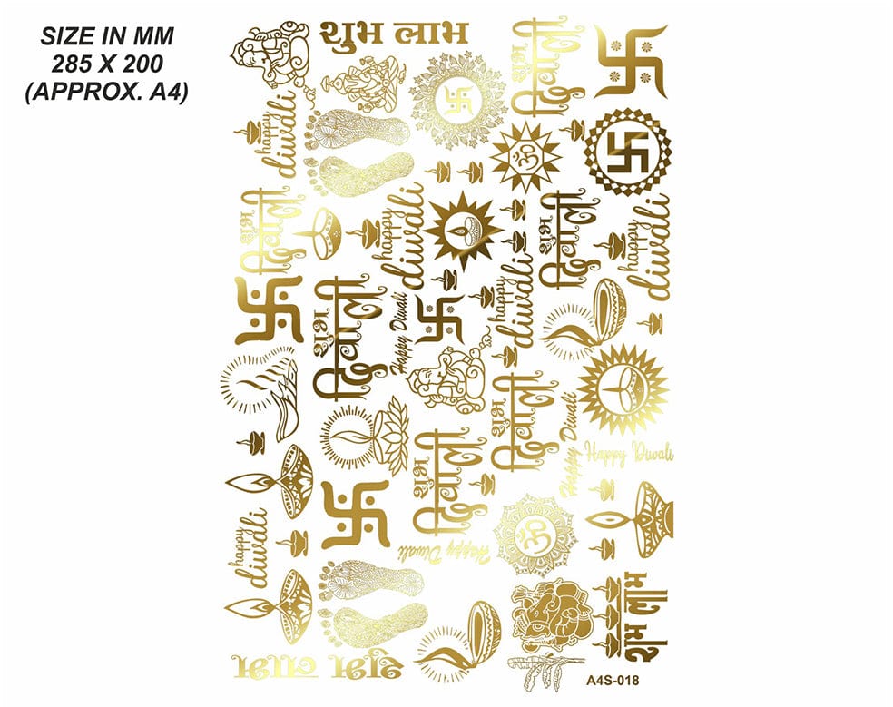 Golden Embossed Sticker Sheet : Diwali – Luxury Deco