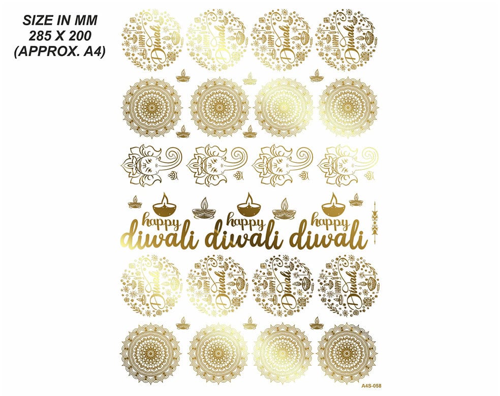 Gold Embossed Sticker Sheet : A4 Size – Luxury Deco