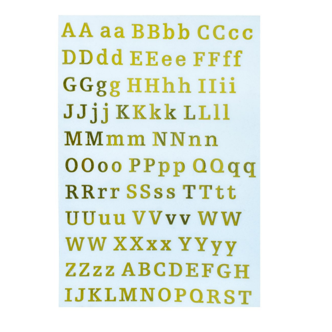 Gold Alphabet Metal Sticker Sheet : A5 Size – Luxury Deco
